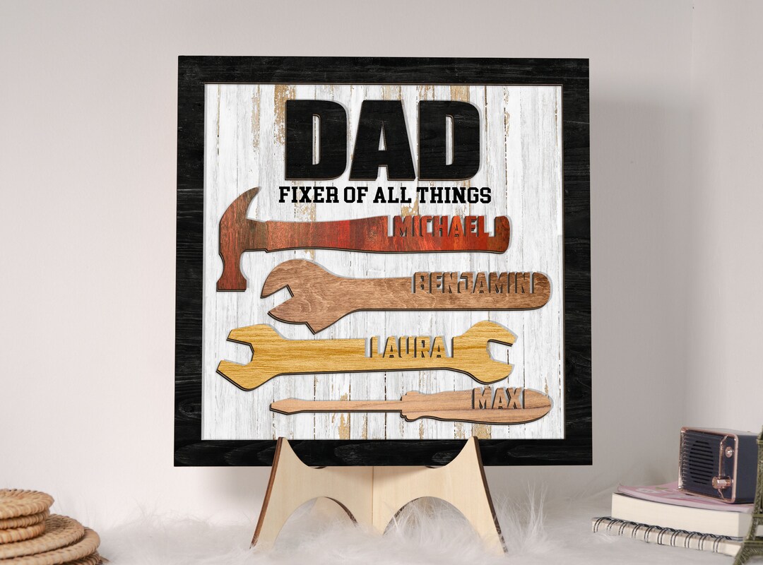 Personalized Dad Fixer of All Things Sign 2-layer Wooden Signs , Custom ...