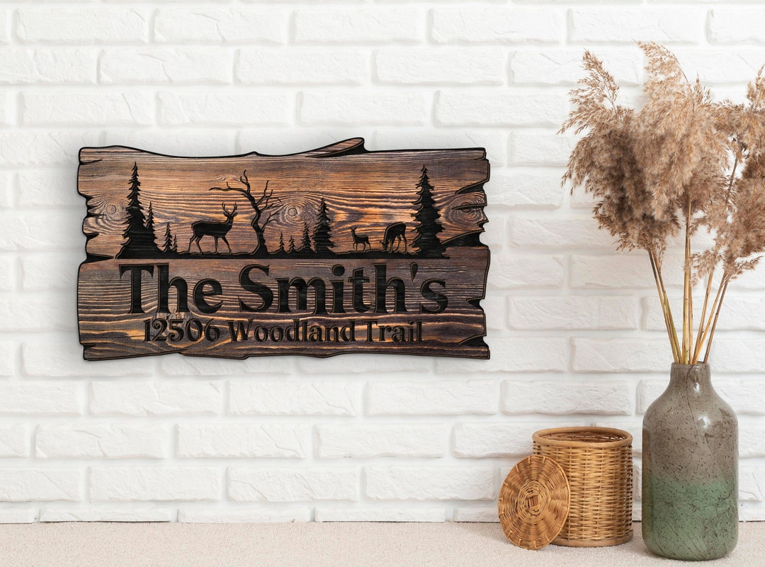 Personalized Hunting Family Name and Address Wood 2-layer Sign 3D ...