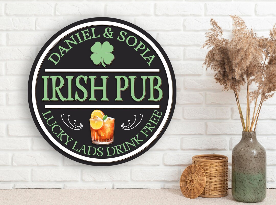 Custom Shamrock Welcome Sign Wood 2-layer Sign Round Door Hanger St ...