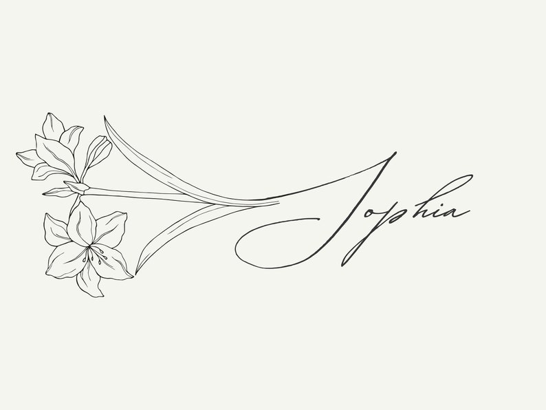 Personalized Floral Name Tattoo Design Custom Name Tattoo - Etsy