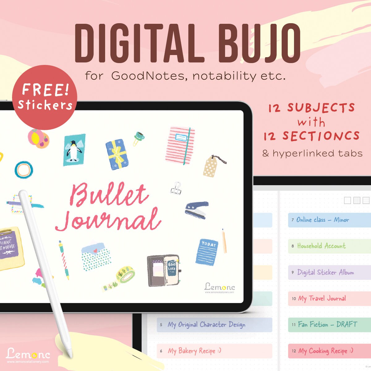 Digital BUJO for Goodnotes | Dot Grid Bullet Journal With Templates ...