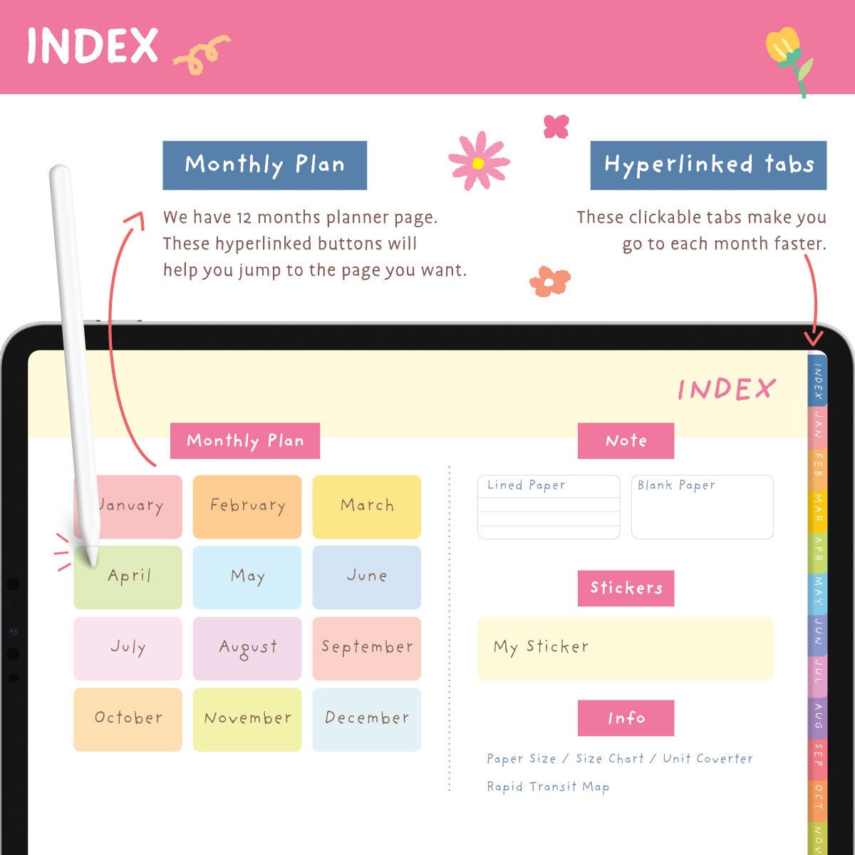 Digital Planner Goodnotes, iPad Planner, Monthly (blank) - Etsy