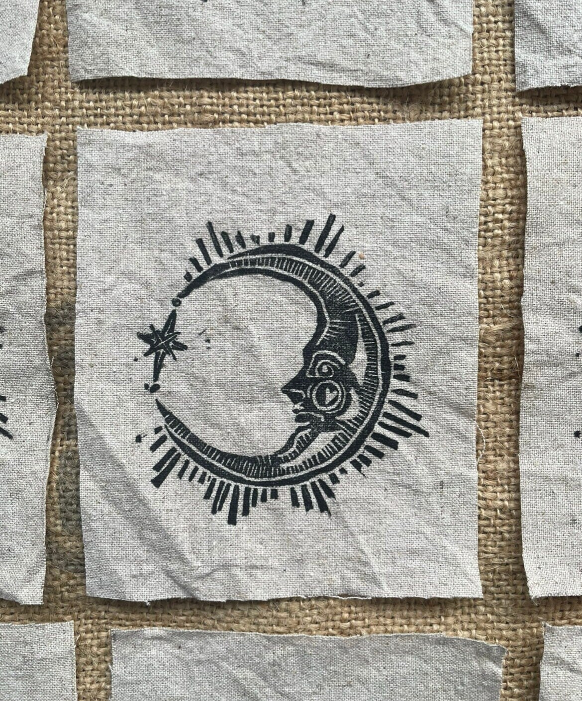 Moon Original Lino Block Print Celtic Folk Calendar Medieval Folk Art ...