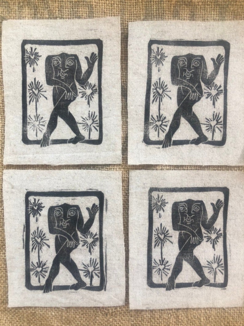 The Blemmyes Original Lino Block Print Medieval - Etsy