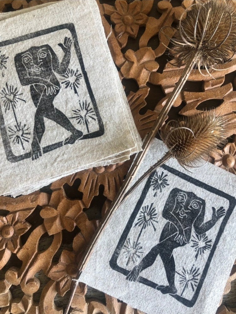 The Blemmyes Original Lino Block Print Medieval - Etsy