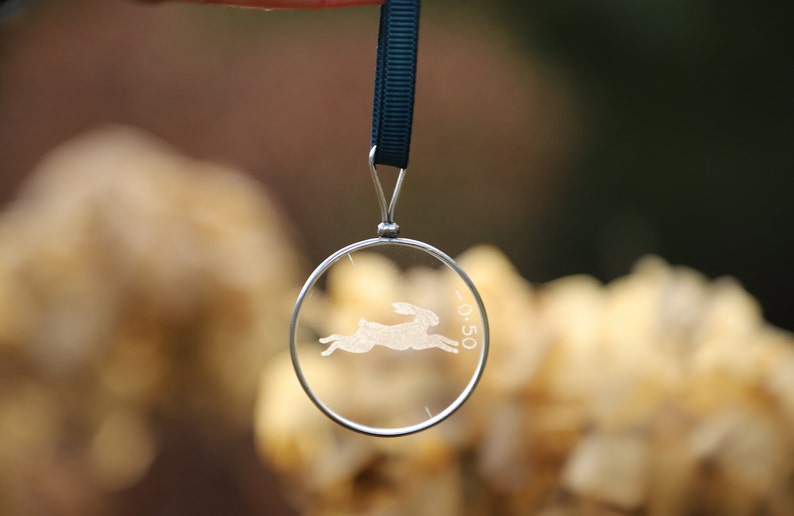 Rabbit & Hare Upcycled Etched Vintage Opticians Lens Decoration Unique ...