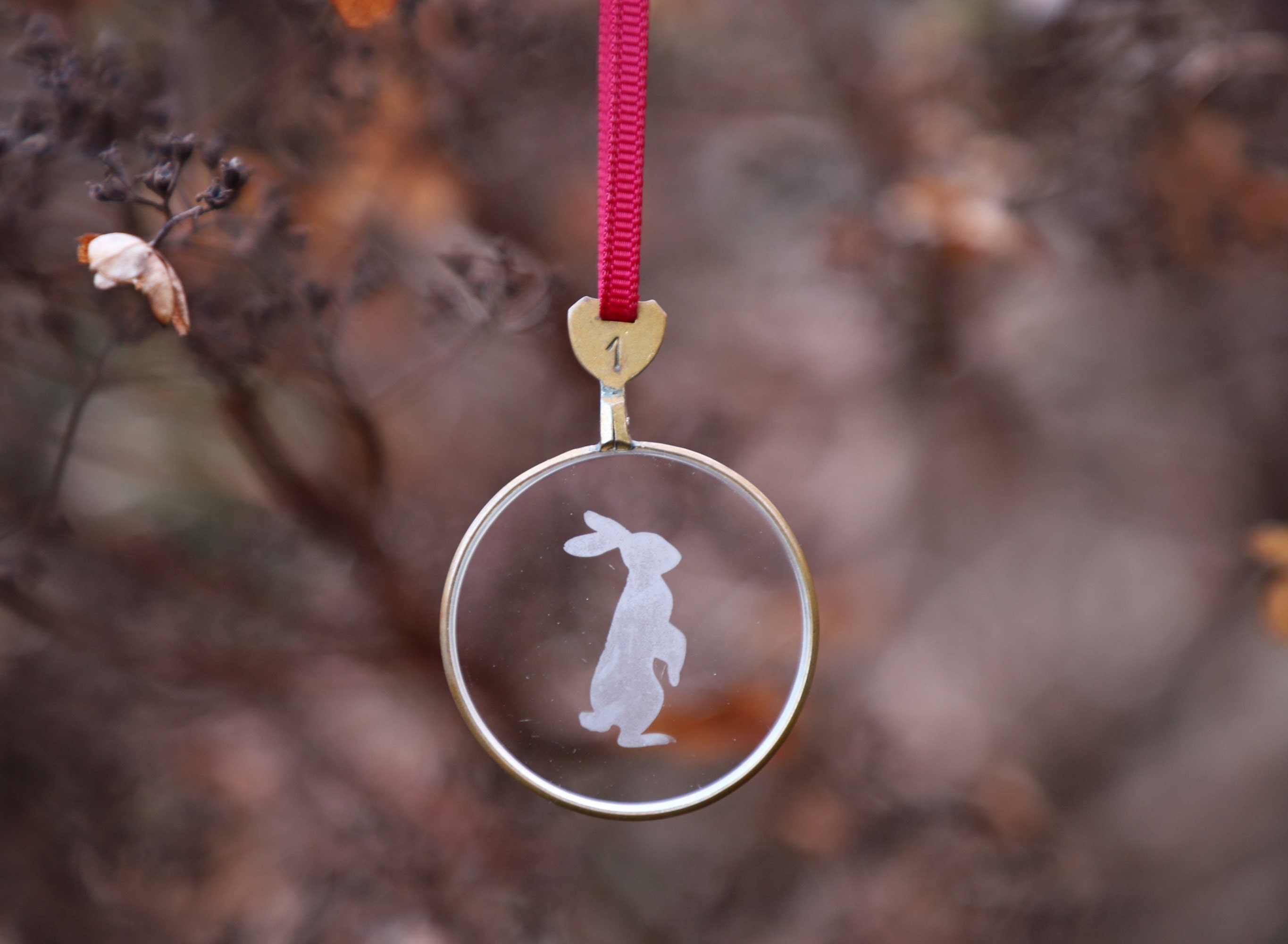 Rabbit & Hare Upcycled Etched Vintage Opticians Lens Decoration Unique ...