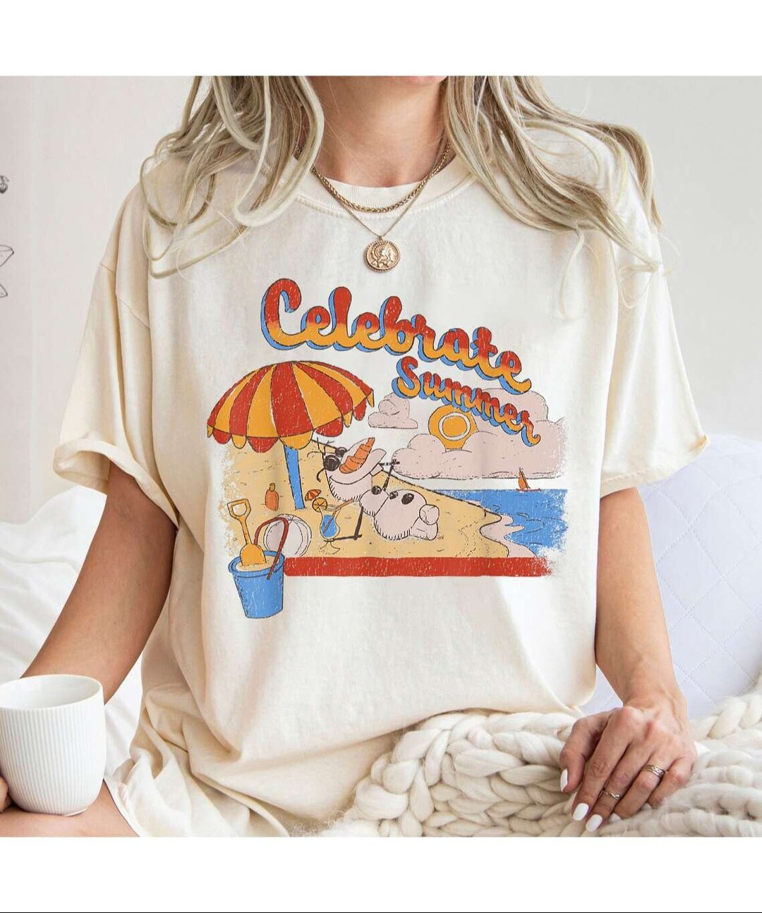 Disney Frozen Olaf Celebrate Summer Beach Portrait T-shirt, Frozen Tee ...