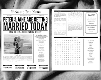 Wedding Newspaper Post Fun Wedding Program Idea Edit on - Etsy