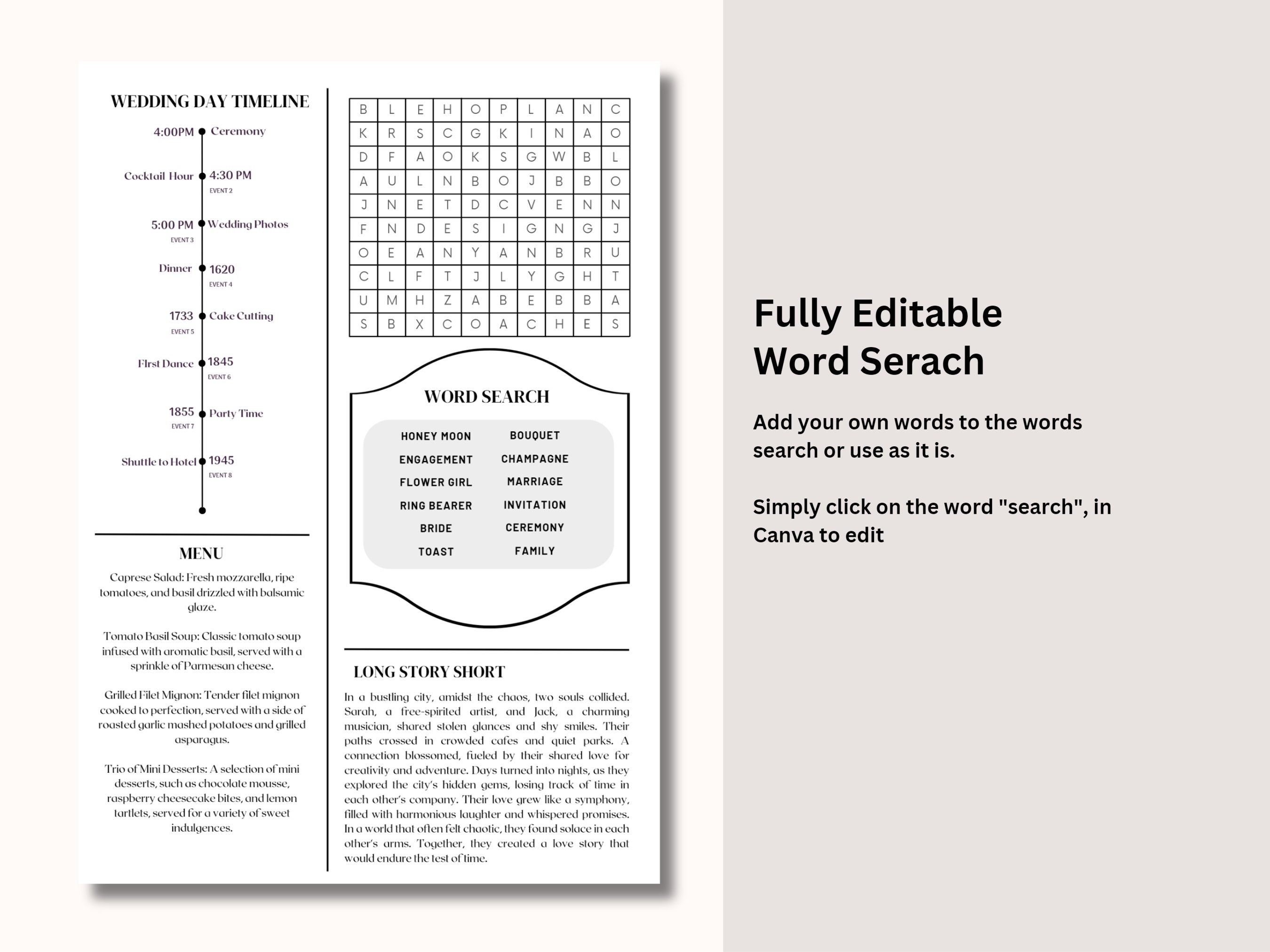 Wedding Newspaper Post Fun Wedding Program Idea Edit on Canva Printable ...