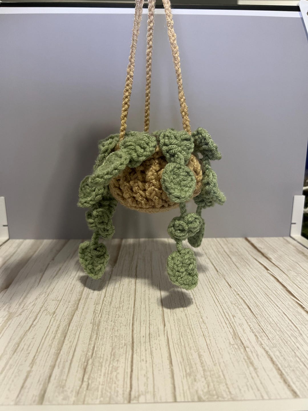 Handmade Crochet Hanging Pathos Plant Car Charm - Etsy