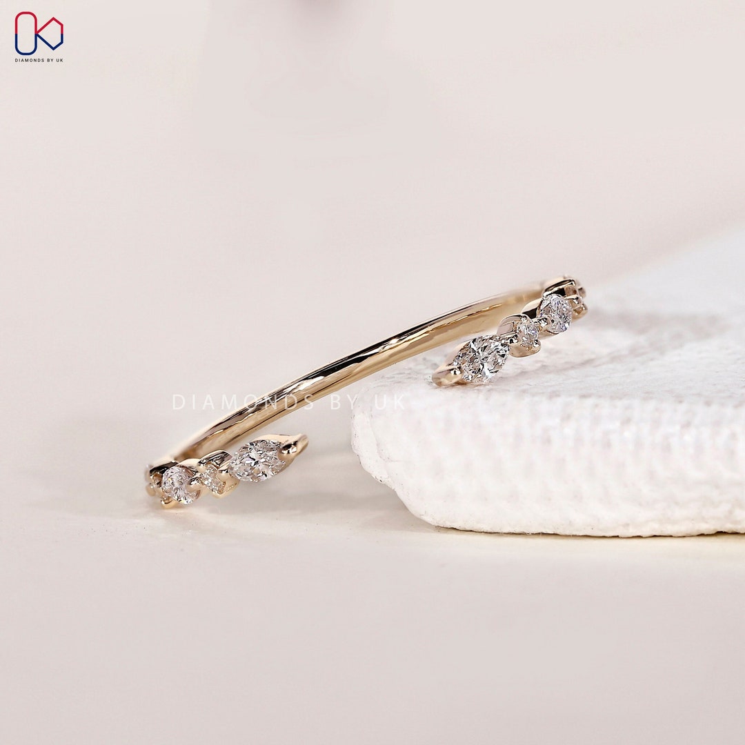 Real Lab Diamond Open Cuff Wedding Ring Thin Open Gap Stacking Ring ...