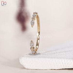 Real Lab Diamond Open Cuff Wedding Ring Thin Open Gap Stacking Ring ...