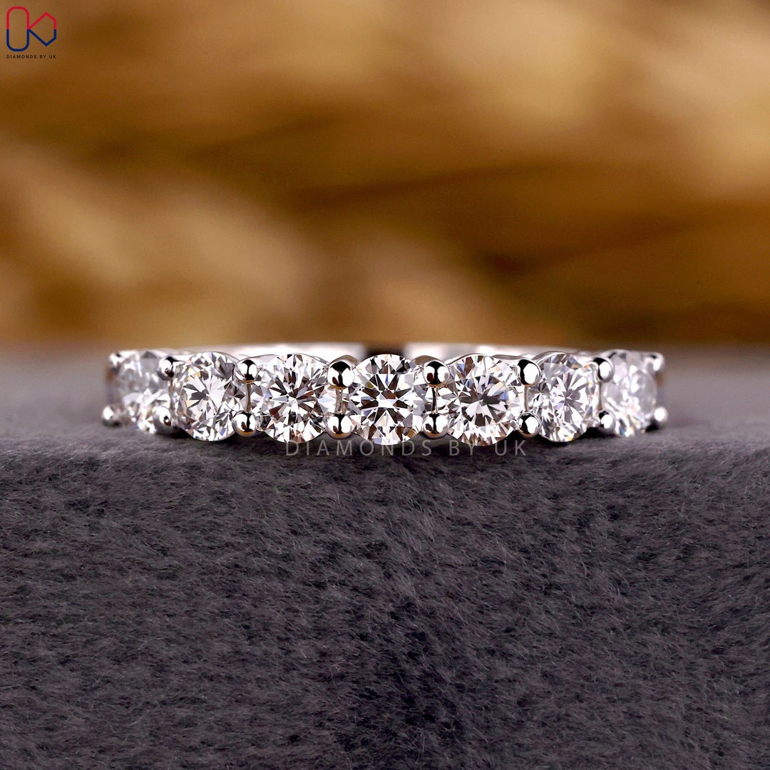 Lab Diamond Half Eternity Band, Round Lab Created Diamond Wedding Band ...