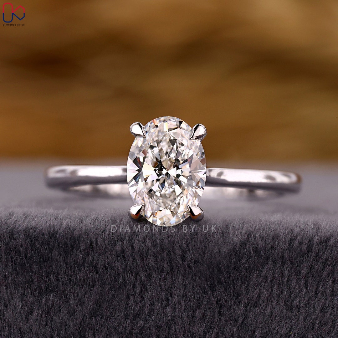Oval Engagement Ring for Women, Lab Grown Diamond Wedding Ring, Diamond ...