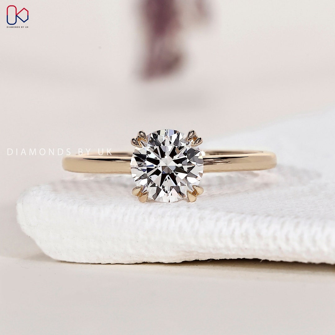 Round Lab Grown Diamond Ring, Solitaire Diamond Engagement Ring, 0.25 ...