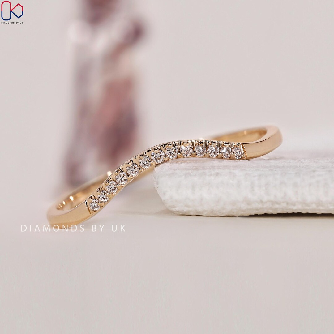 Custom Curved Wedding Ring Minimalist Stacking Anniversary Ring Micro ...