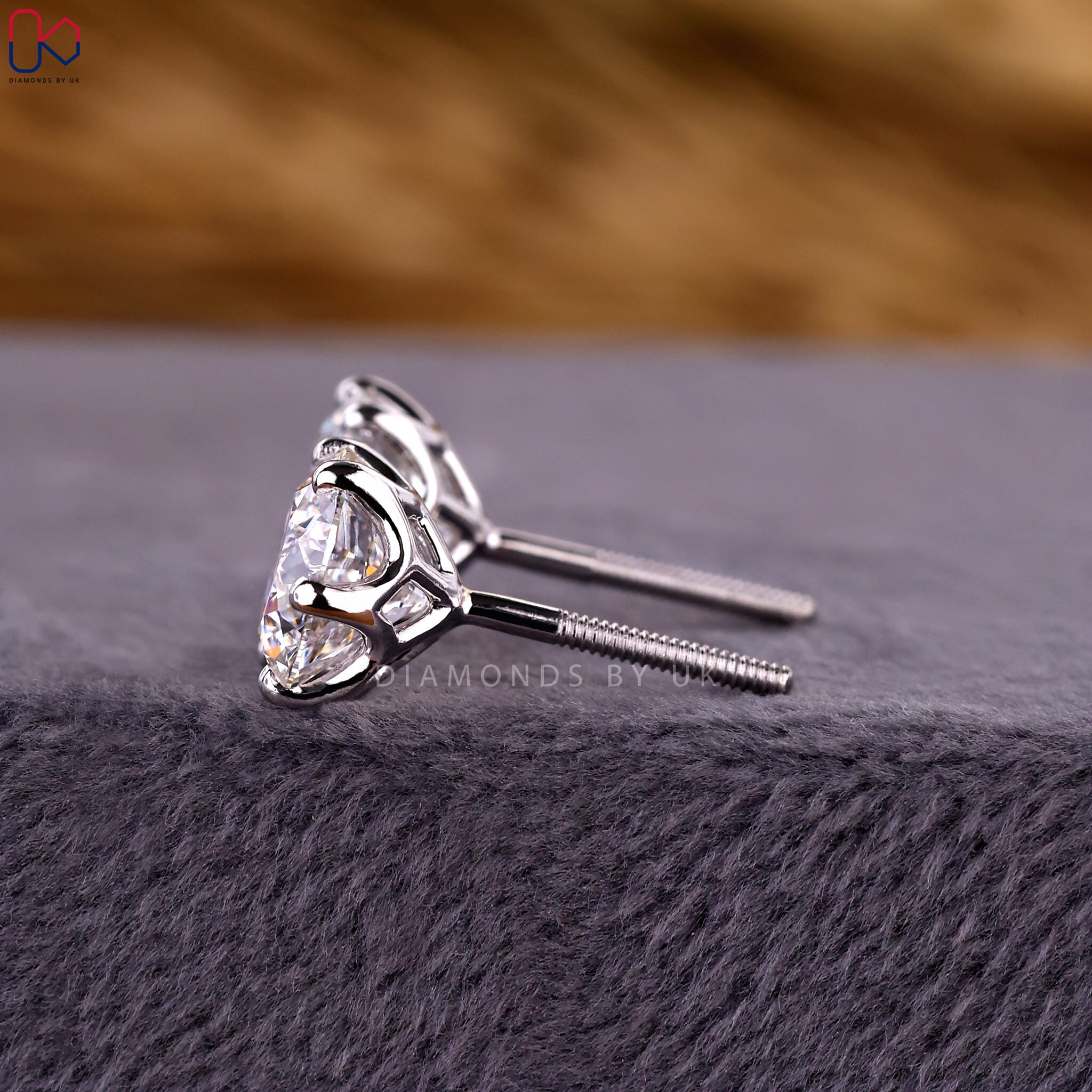 Round Small Diamond Stud Diamond Earrings for Her Genuine Lab Grown ...