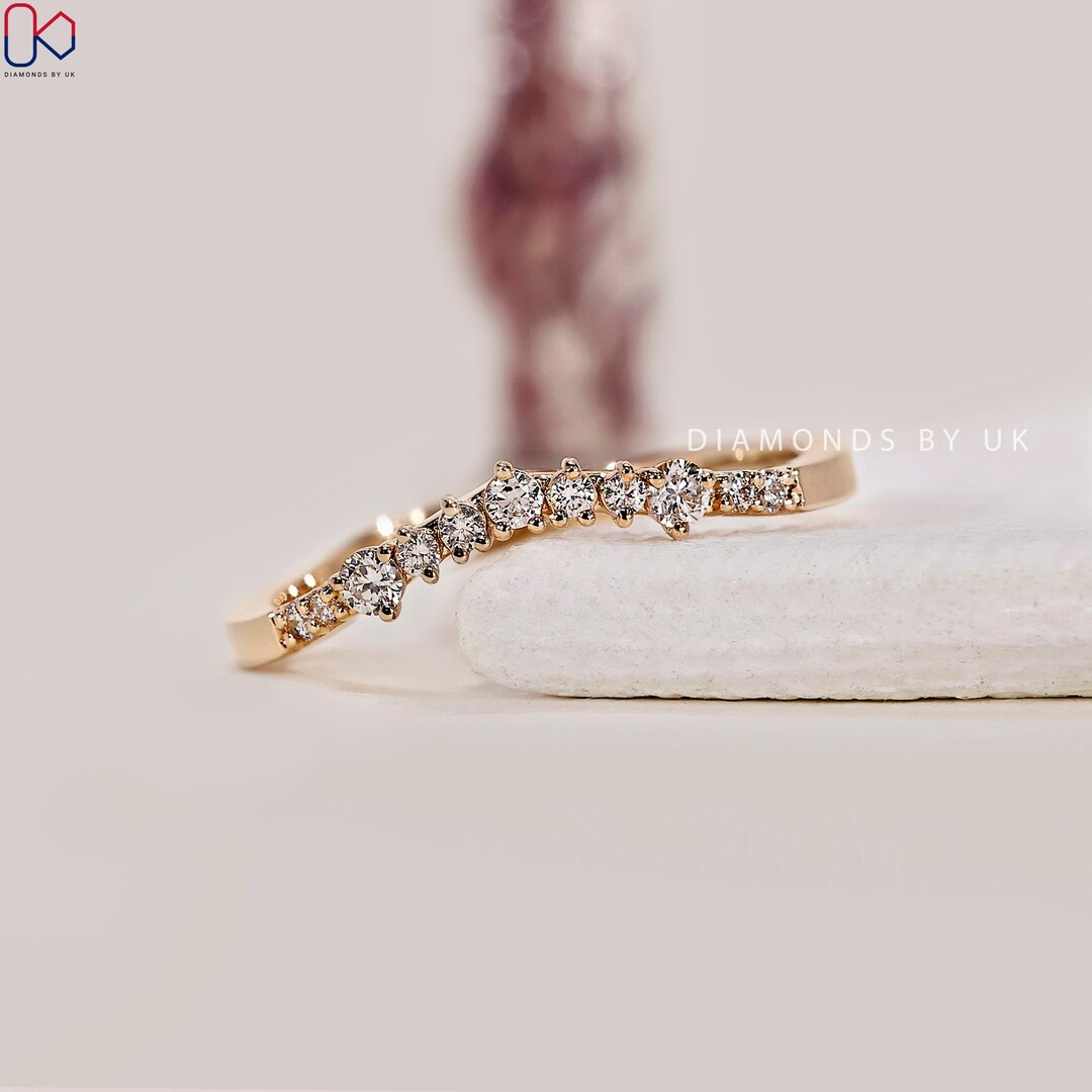Real Lab Diamond Stacking Wedding Ring Curved Stackable Band for ...