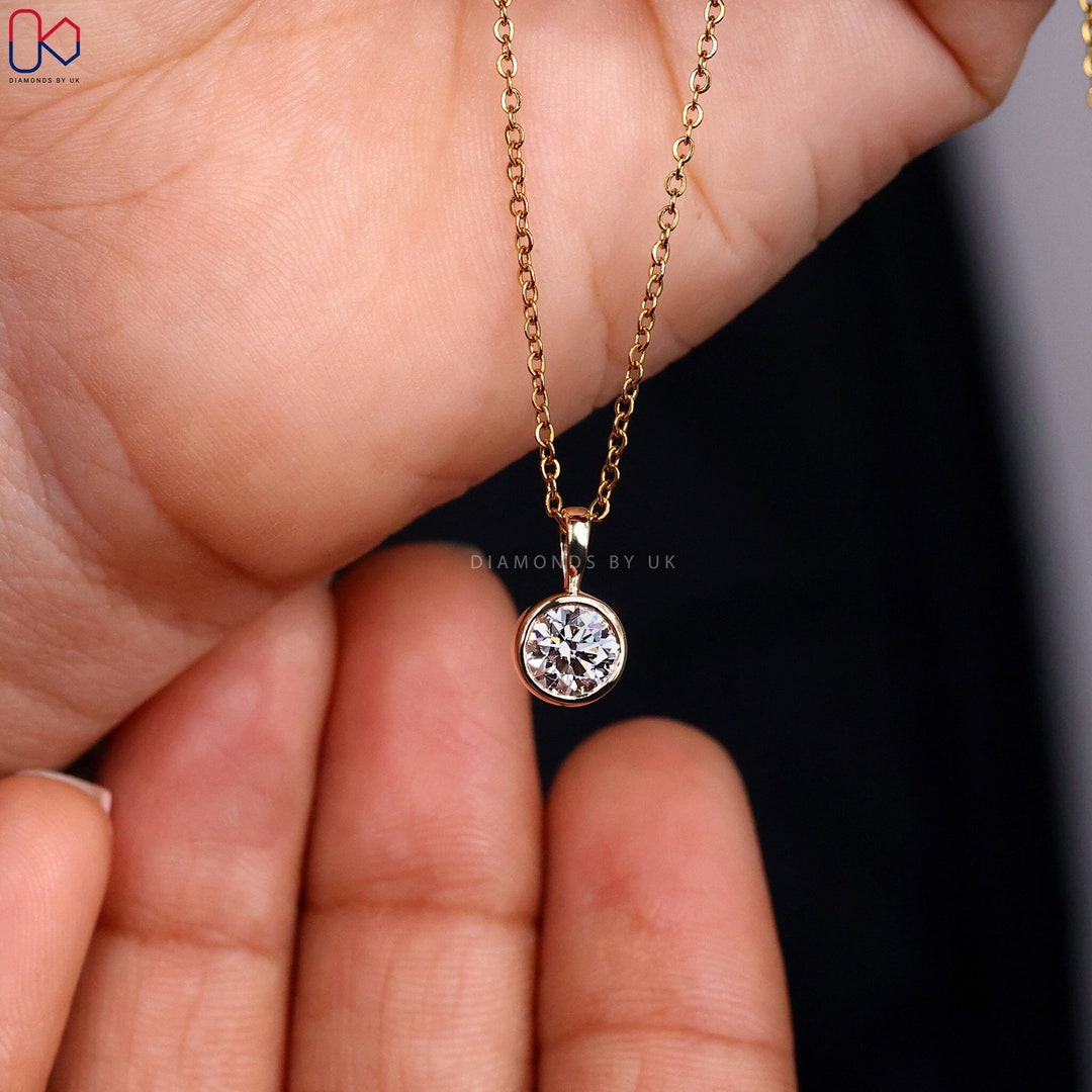 Round Diamond Pendent for Her Solitaire Lab Grown Diamond - Etsy