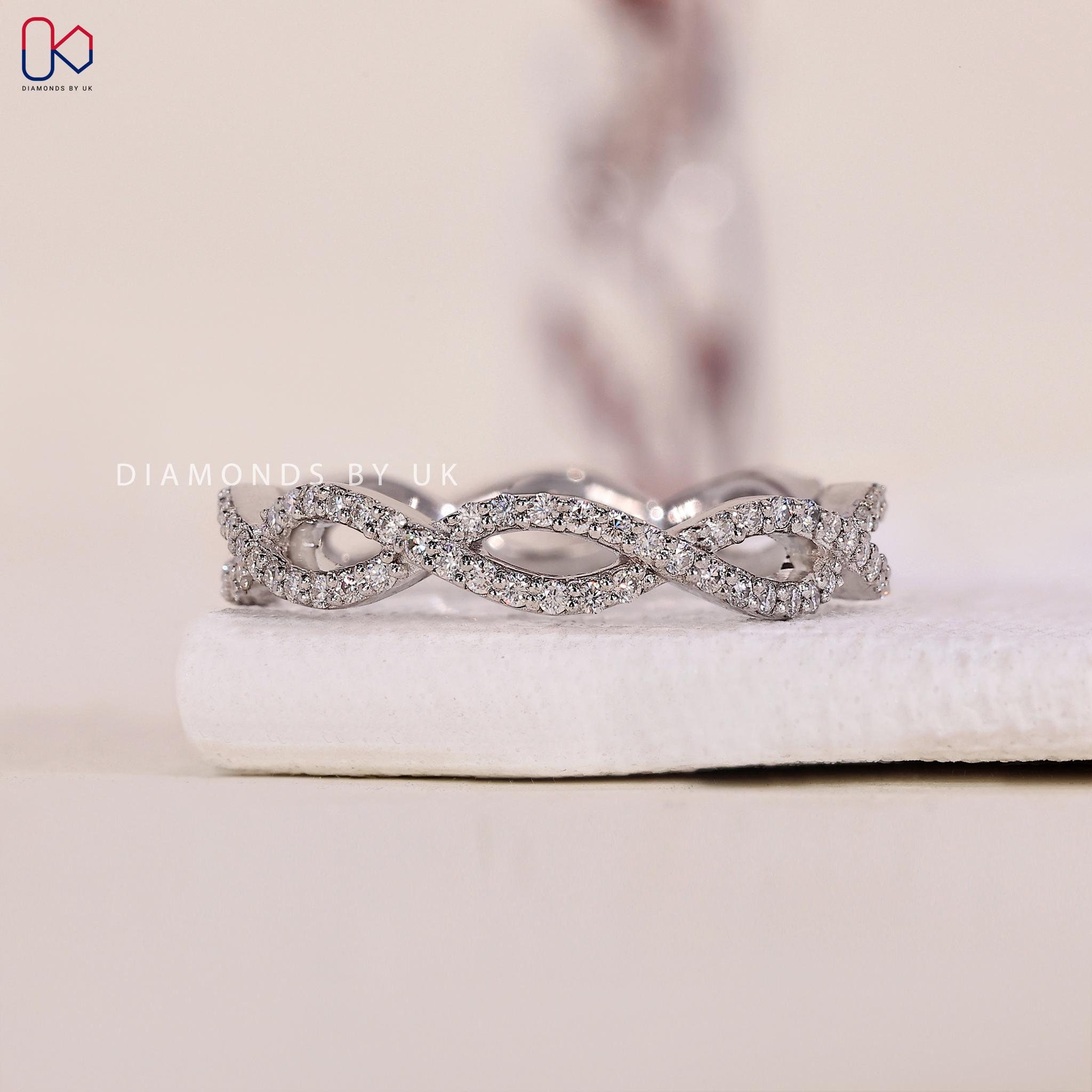 Diamond Twisted Band for Her Twist Engagement Ring for Women Custom Diamond Wedding Band Lab Grown Diamond Ring Anniversary Gift for Wife Etsy Polska