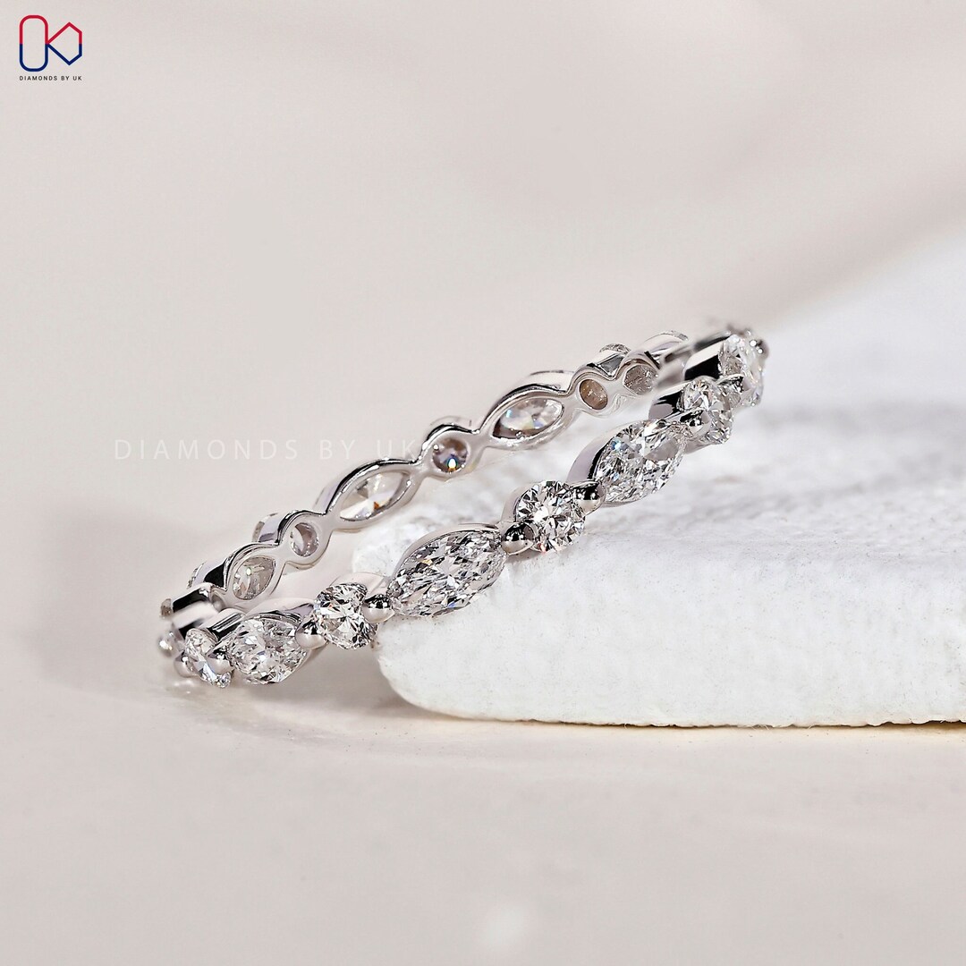 Lab Grown Diamond Full Eternity Anniversary Band, Marquise and Round ...
