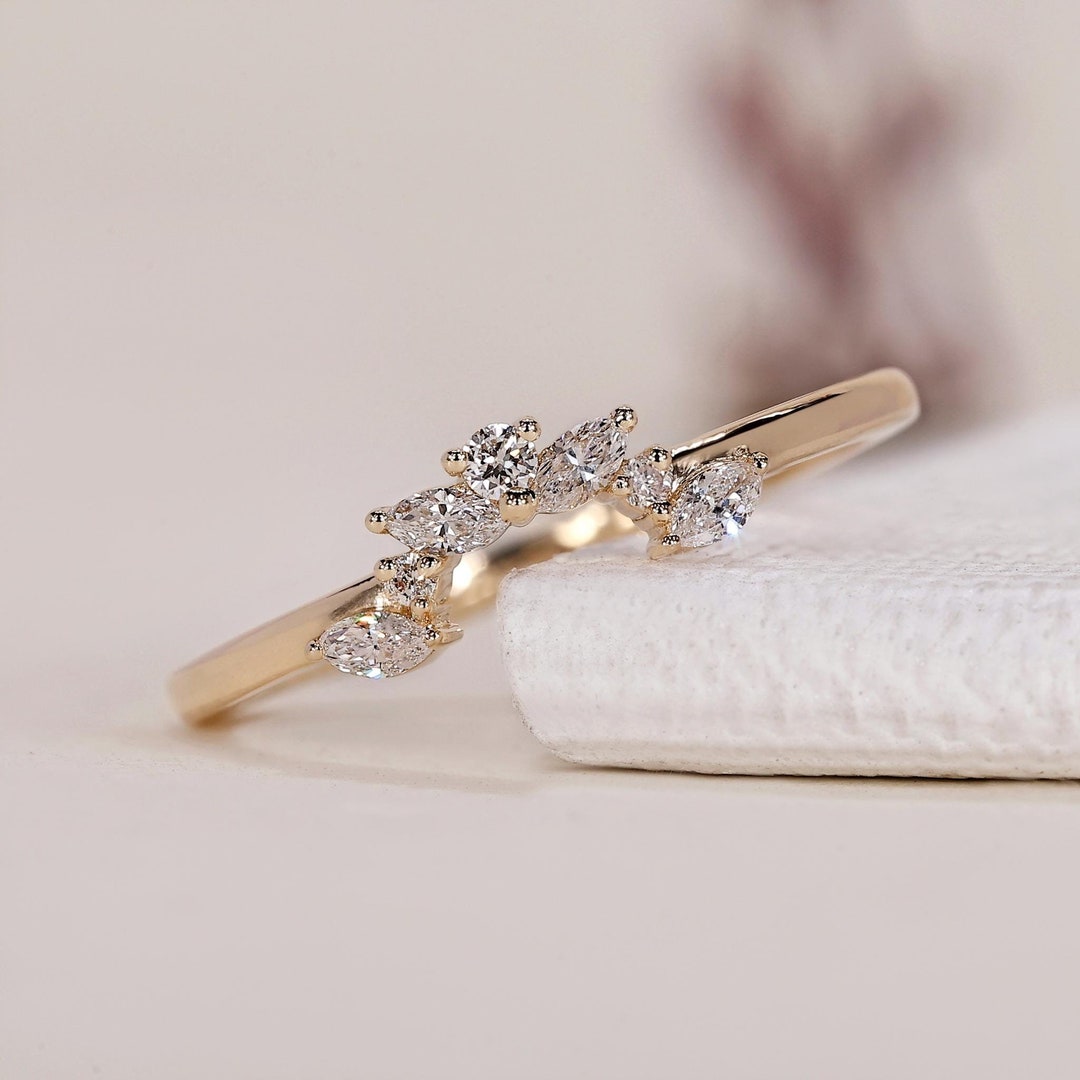 Custom Diamond Stacking Ring U Shape Band for Engagement Ring Crown ...