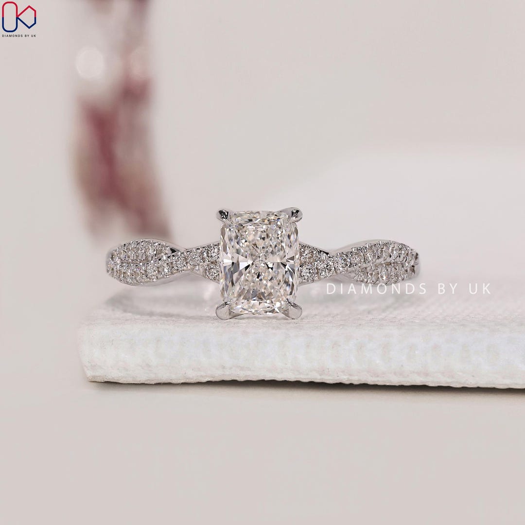 Cushion Engagement Ring Real Lab Grown Diamond Ring Elongated Cushion ...
