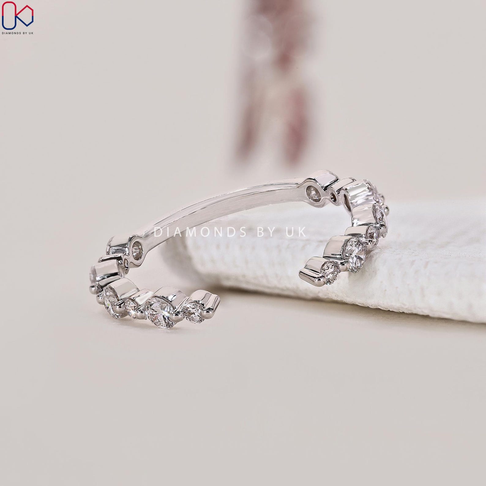 Genuine Lab Grown Diamond Band Round Brilliant Diamond Stacking Ring ...