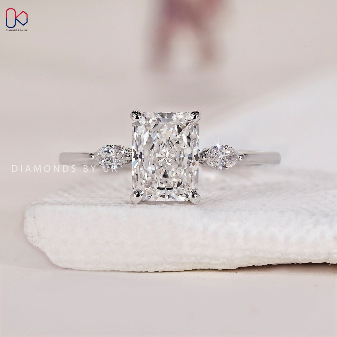 Lab created diamond three stone ring store