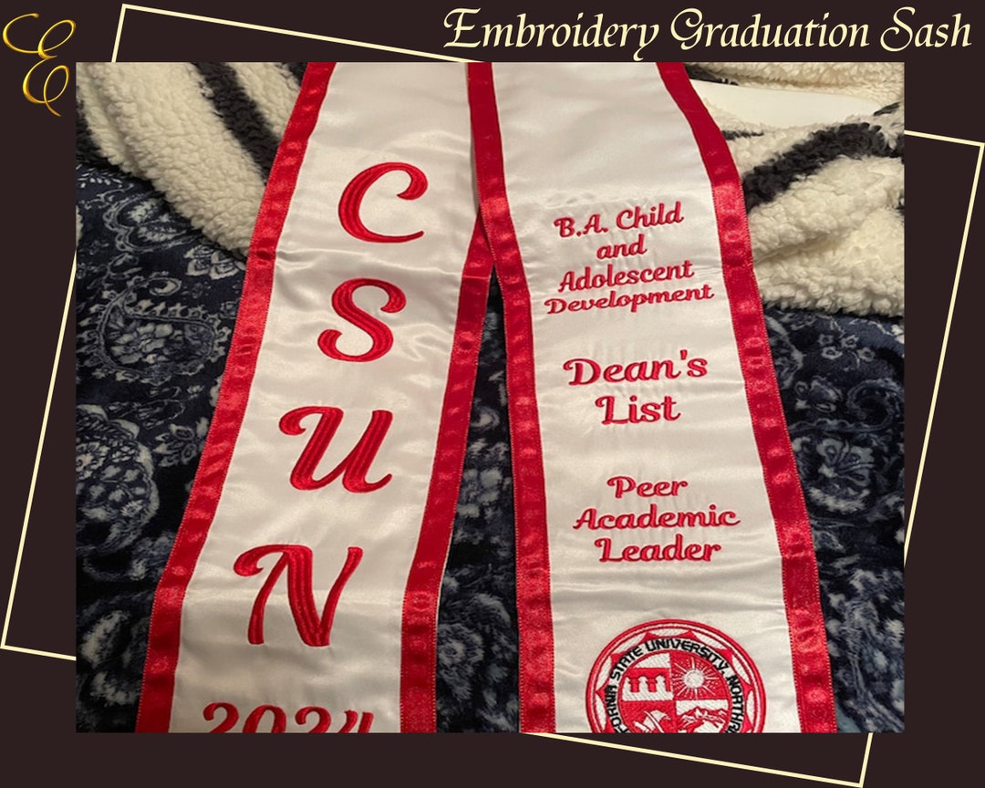 Custom Embroidery Graduation Lace Sash Personalized Lace Sash Custom ...