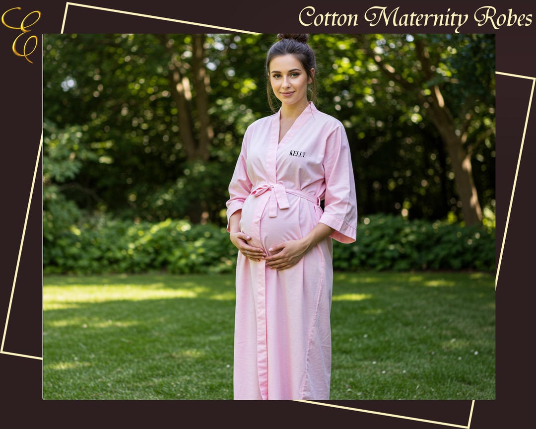 Custom Soft Cotton Maternity Robe – Cozy Pregnancy & Nursing Robe for ...