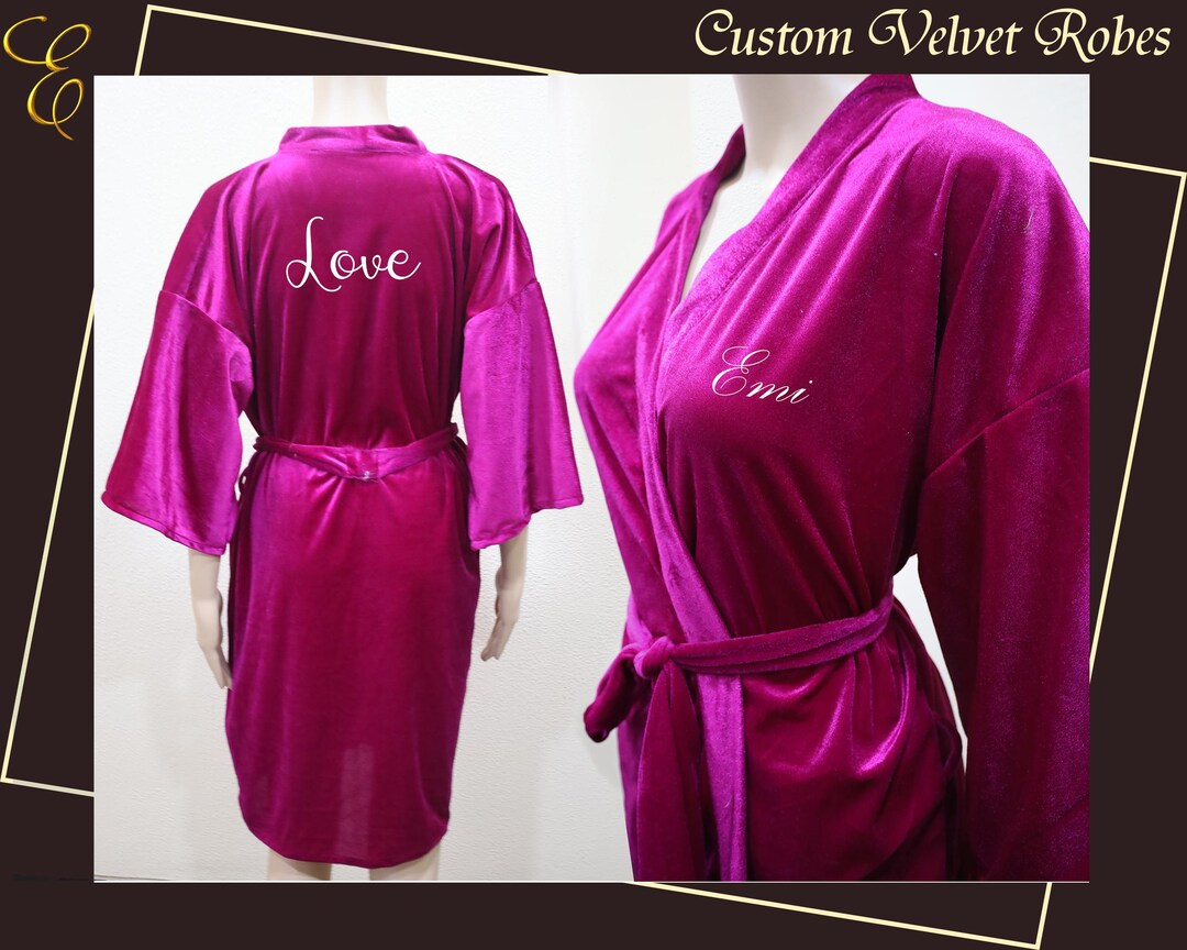 Custom Women Velvet Robe - Personalized Holiday Pajamas Robe ...