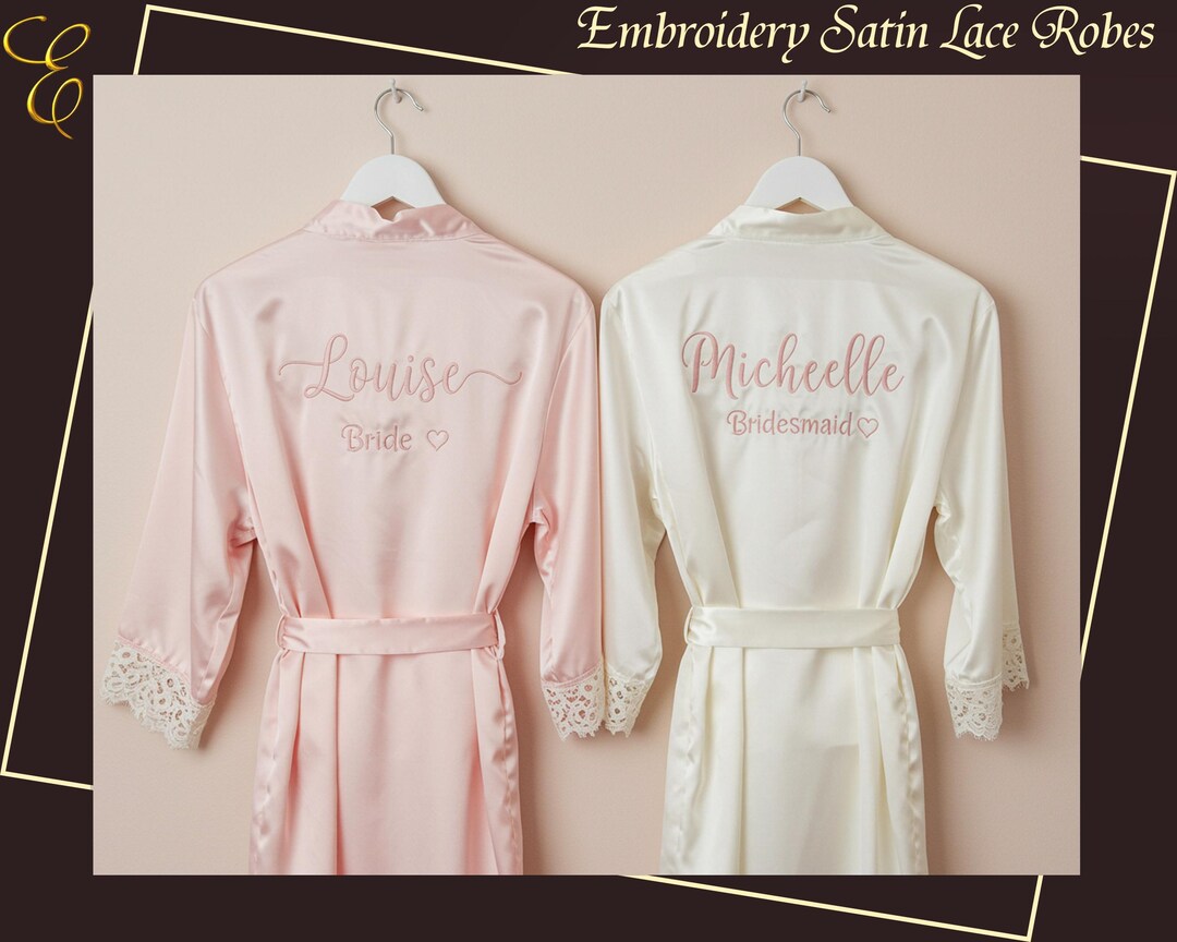 Personalized Embroidery Lace Robe, Bridal Lace Robes, Satin Robes ...