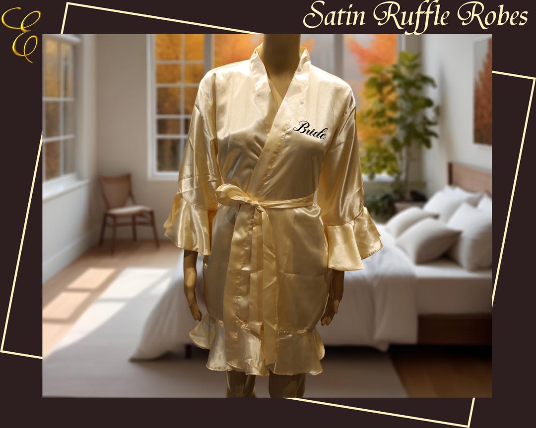Personalized Ruffle Robe, Bridal Party Robes, Satin Robes, Bridesmaid ...