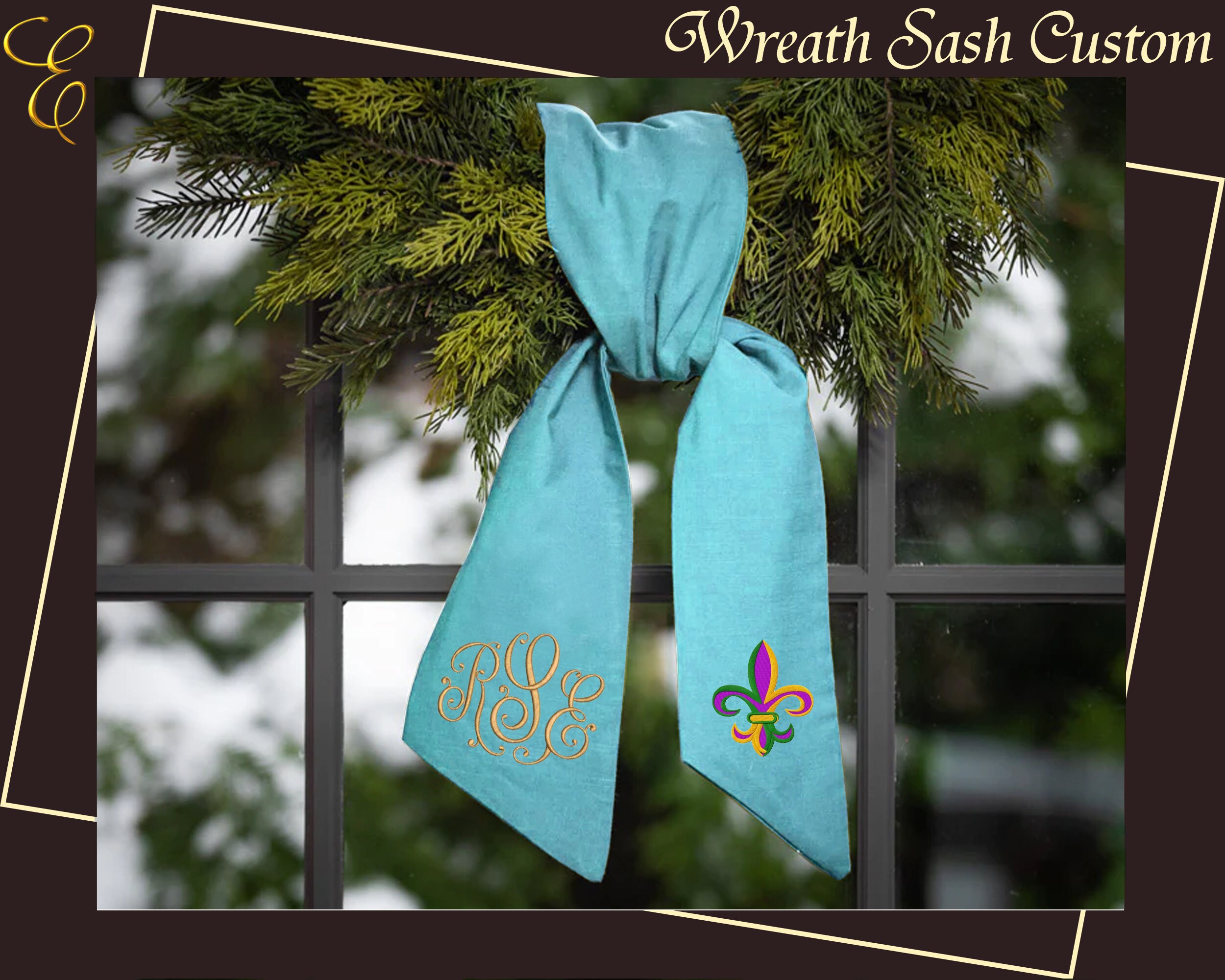 Embroidery Wreath Sash Custom Monogram Embroidery Wreath Sash - Etsy
