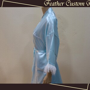 Dusty Rose Robe Feather Sleeve Robes Bridesmaid Feather Satin Robes ...