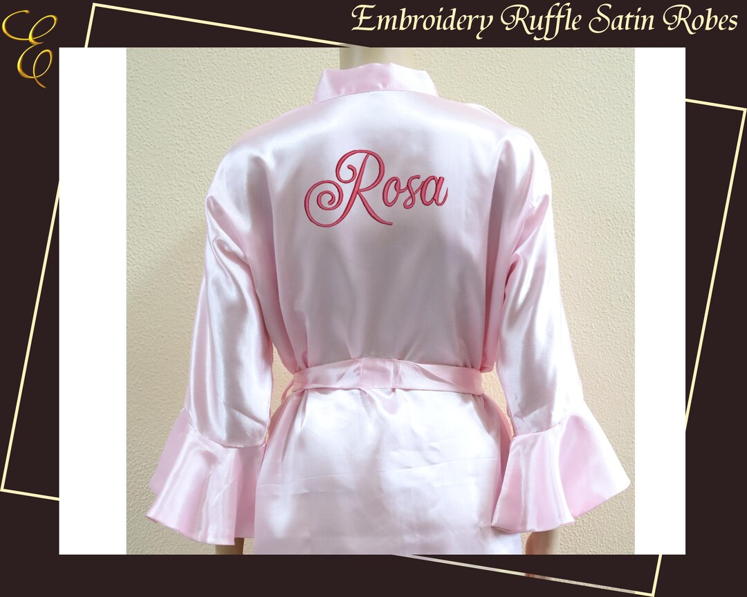 Personalized Embroidery Ruffle Robe, Bridal Party Robes, Satin Robes ...