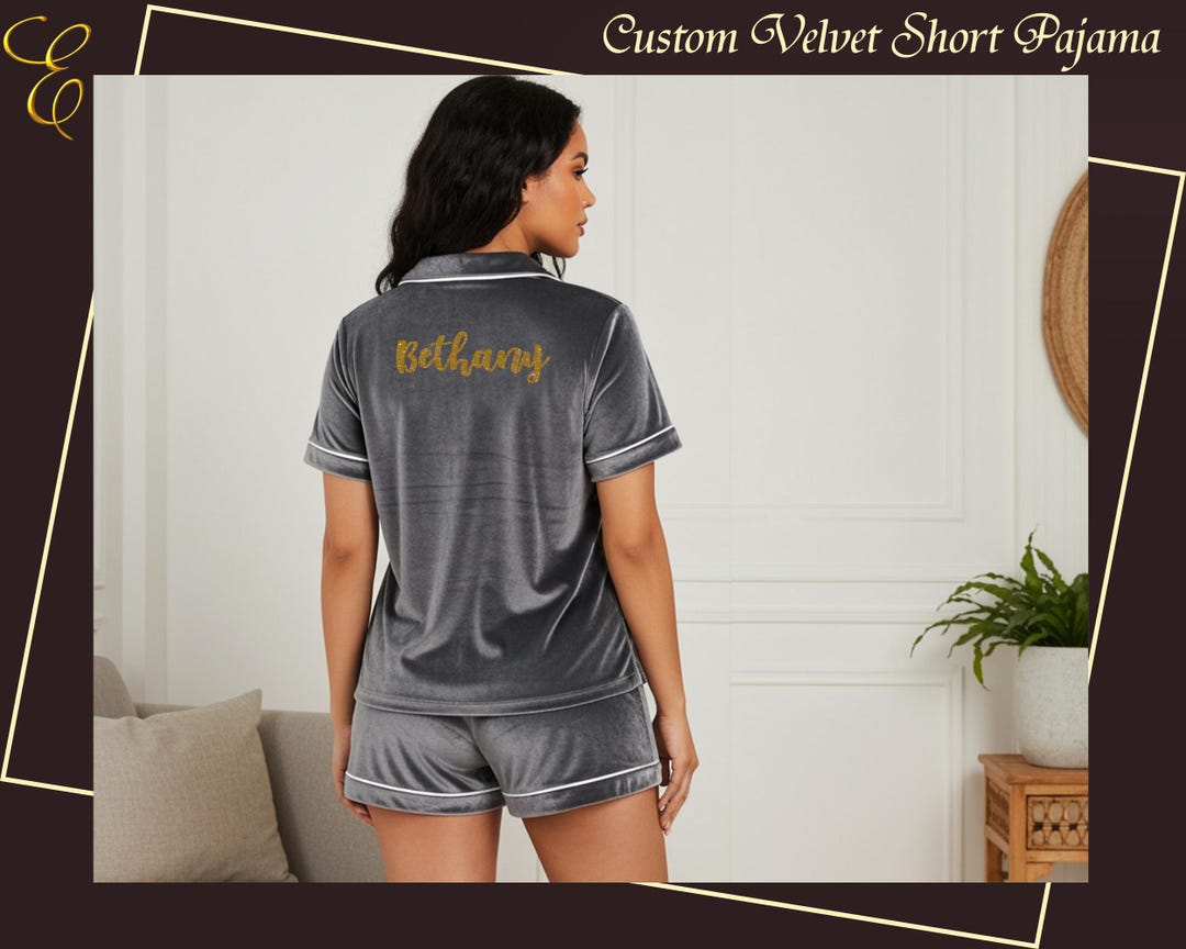 Custom Velvet Short Pajama Set for Women, Birthday & Wedding Gifts ...