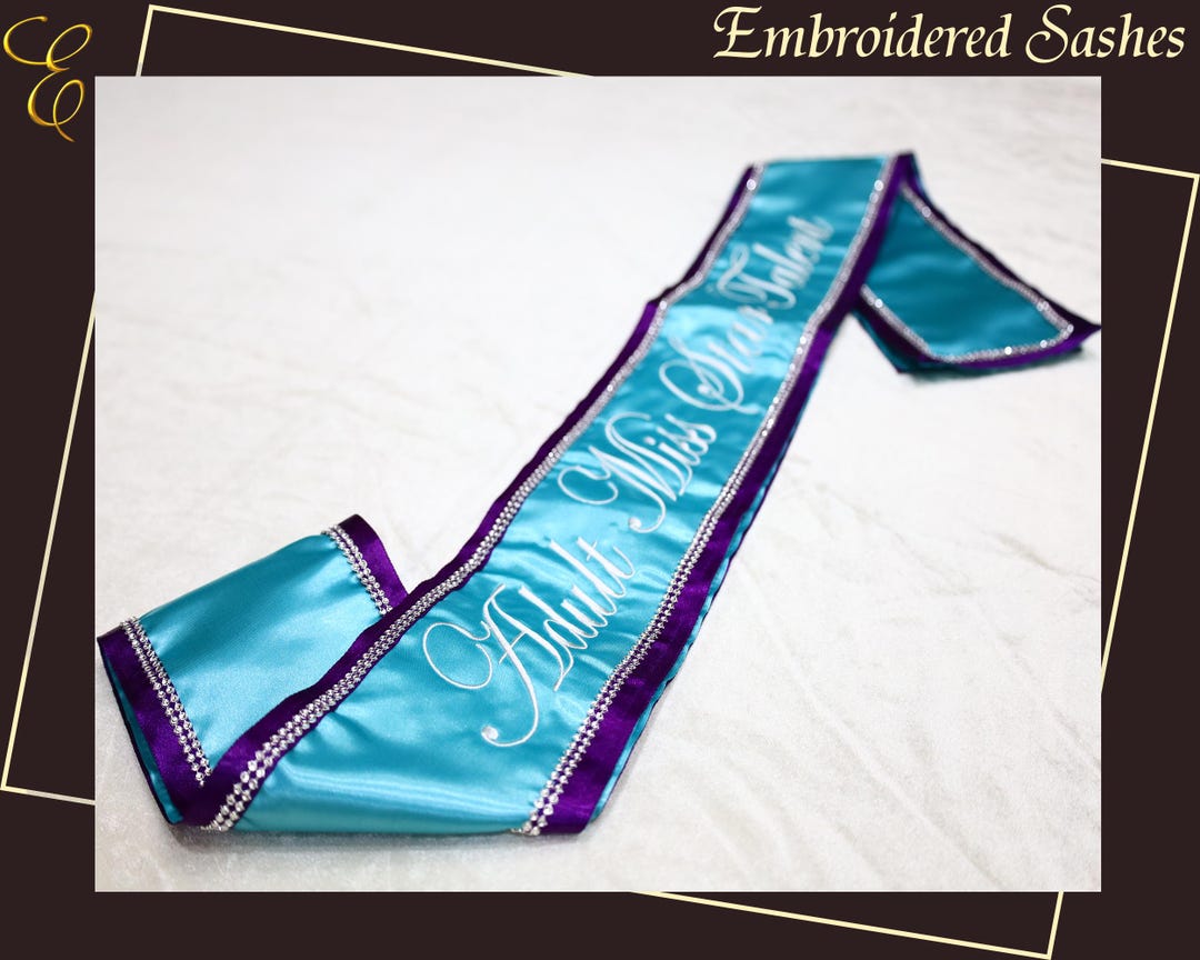 Embroidered Pageant Sash | Event Party Sash | Customized Sash | Custom ...