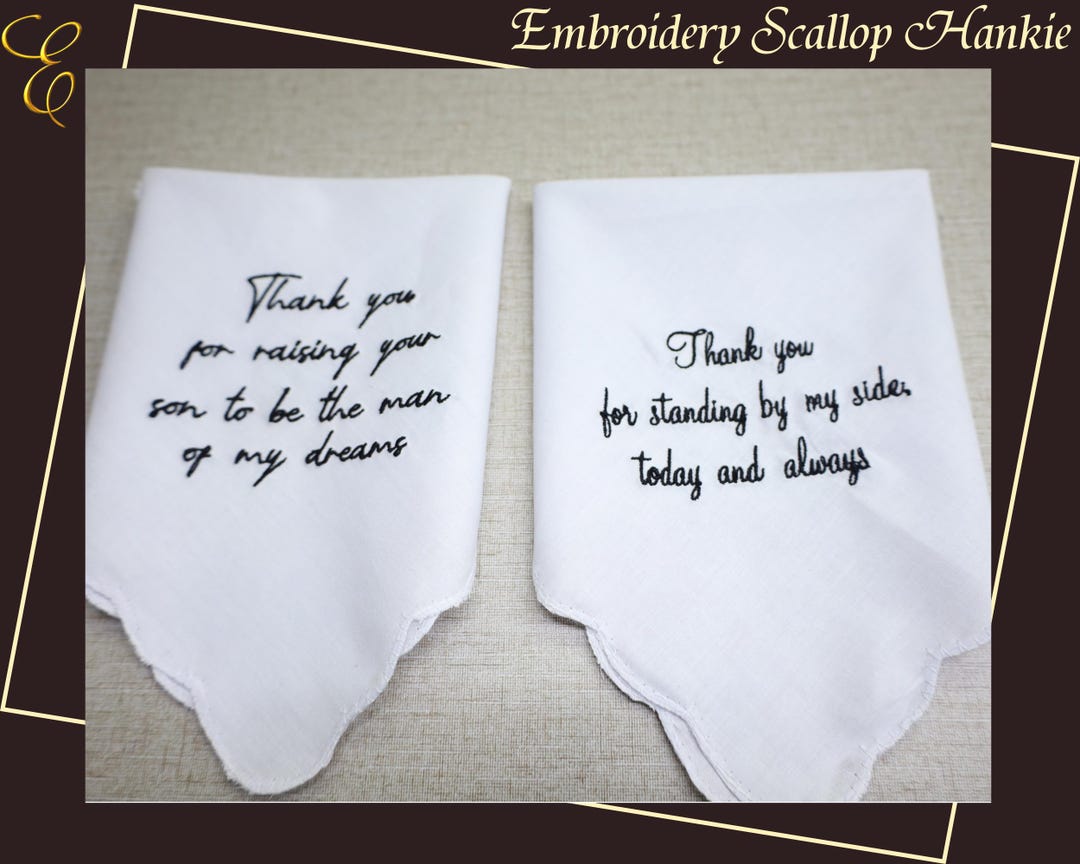 Embroidery Wedding Handkerchief, Custom Embroidery Hankies, Mother of ...