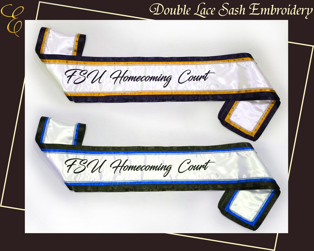 Double Lace Pageant Sash | Embroidered Pageant Sash | Event Party Sash ...
