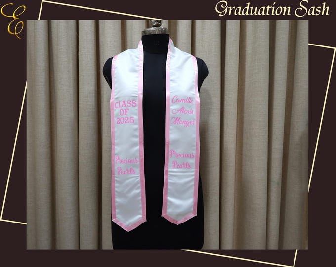 Graduation Stole Sash Your Custom Logo Graduation Sash Stole Personalized Sash Custom Text Sash ...