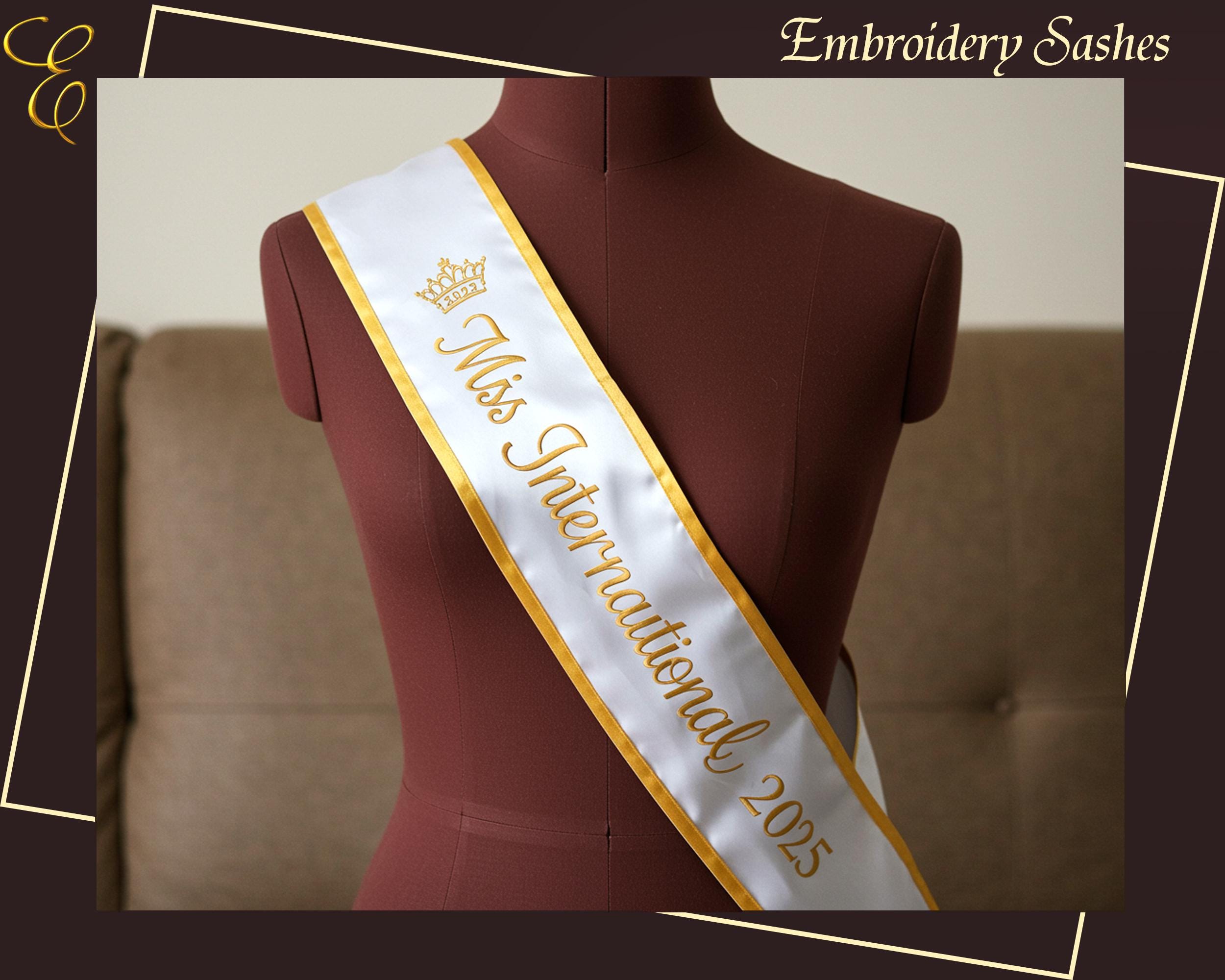 Custom Embroidered Pageant Sash | Event Party Sash | Personalized Sash ...
