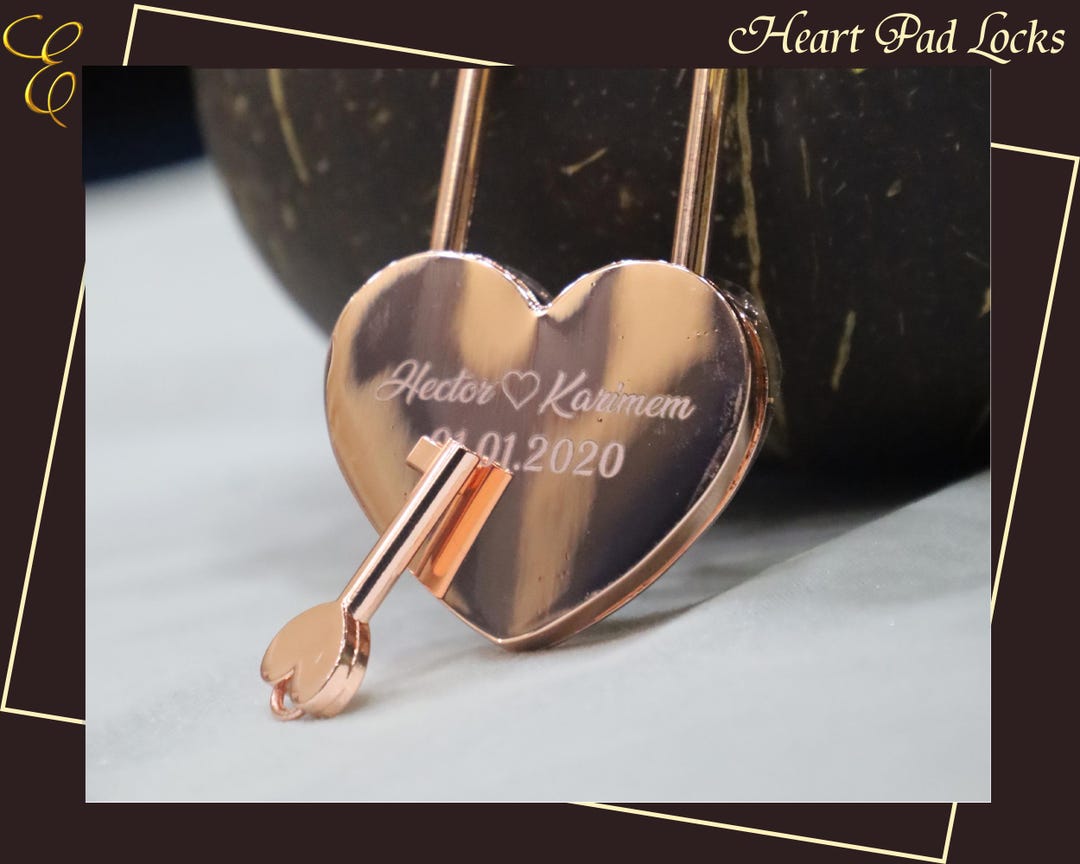Heart Shaped Love Lock, Custom Engraved Padlock With Key,two Hearts ...