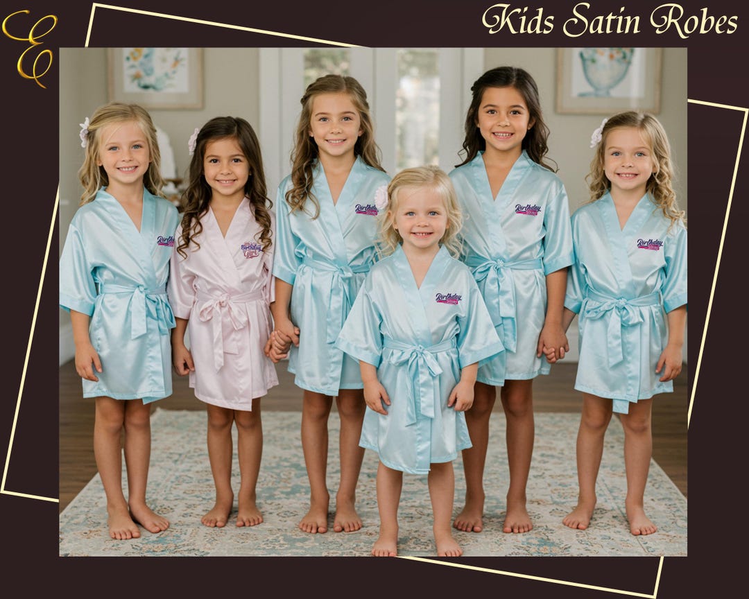 Customized Kids Robes Birthday Girl Satin Robes Personalized Bathrobe ...