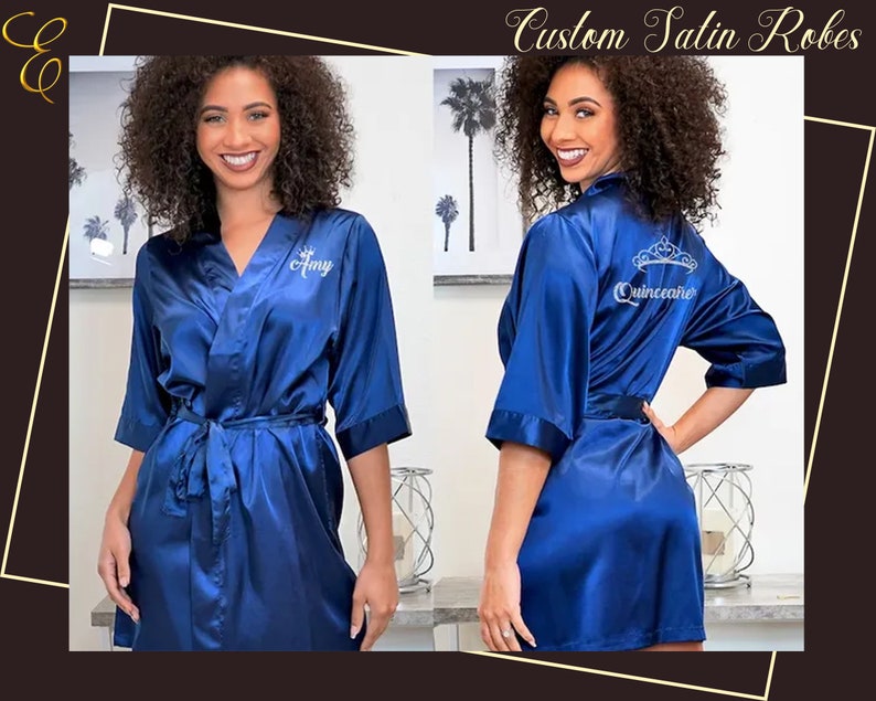 Quinceanera Satin Kimono Robe Getting Ready Robes Personalized - Etsy