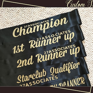 Winner Sash Runner up Sash Champion Sash Birthday Sash Bridesmaid Sash ...