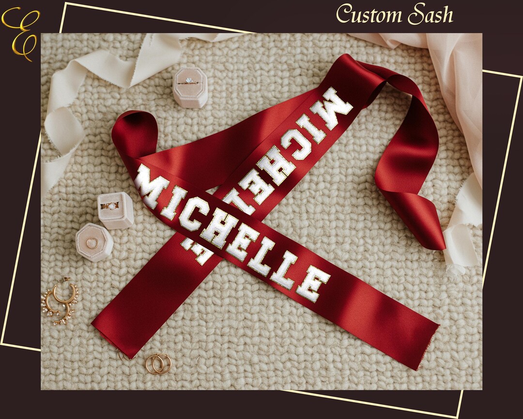 Custom Birthday Sash Customized Puff Text Sash Custom Bachelorette ...