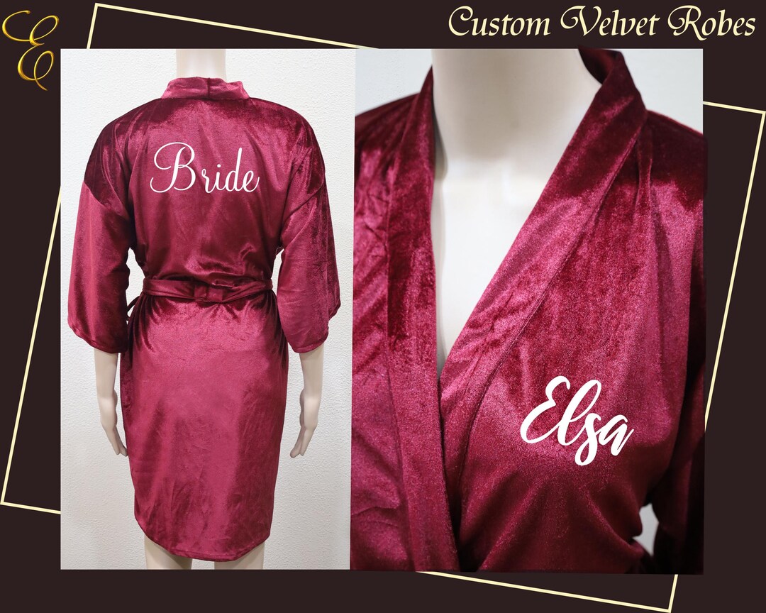 Customized Women Velvet Robe - Personalized Holiday Pajamas Robe ...